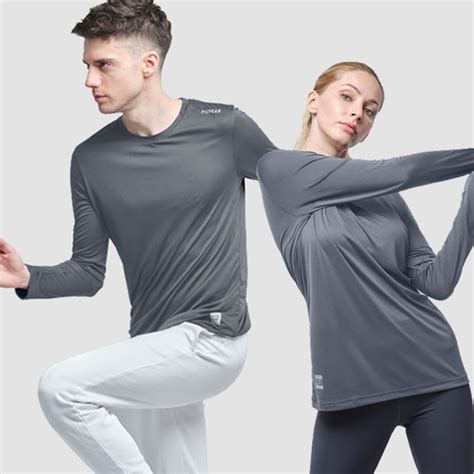 Fitgear Wind Quickdry Long Sleeve Slim Fit Unisex T Shirt Grey
