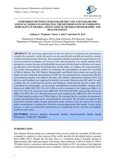 Pdf Comparison Between Semi Parametric Cox And Parametric Survival Models In Estimating The