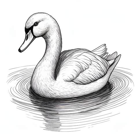 Premium Vector Swan Monochrome Ink Sketch Vector Drawing Engraving