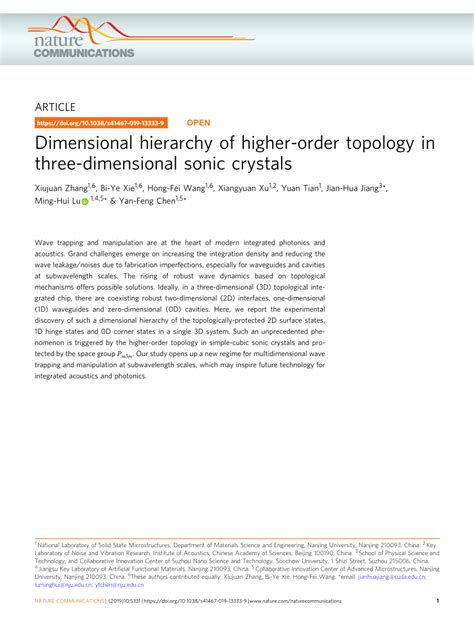 Pdf Dimensional Hierarchy Of Higher Order Topology In Three