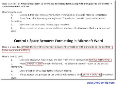 Unclutter Your Word Documents Mastering The Control Space Shortcut
