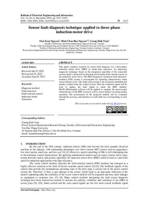 Pdf Sensor Fault Diagnosis Technique Applied To Three Phase Induction