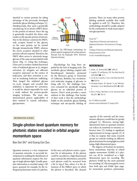Pdf Single Photon Level Quantum Memory For Photonic States Encoded In Orbital Angular Momentum