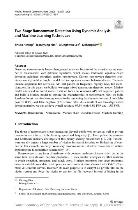 Two Stage Ransomware Detection Using Dynamic Analysis And Machine