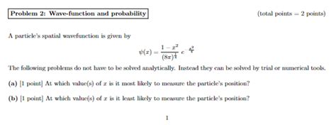 Solved Problem Wave Function And Probability Total Chegg