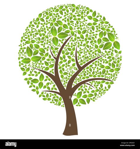Isolated Abstract Spring Time Tree Composition With Leaves Vector File Layered For Easy