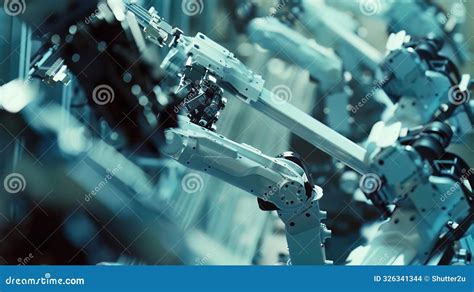 Automated Precision Robot Arms In Assembly Package Handling Stock