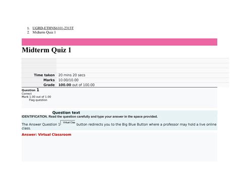 Ethns Midterm Quiz 1 Ethns 1 Ugrd Ethns6101 2313t 2 Midterm Quiz 1