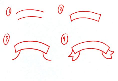 How To Draw A Banner Ribbon Step By Step