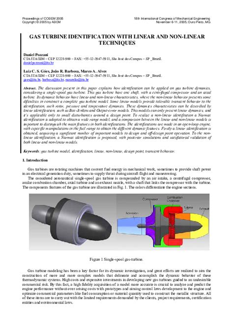 Pdf Gas Turbine Identification With Linear And Non Linear Techniques