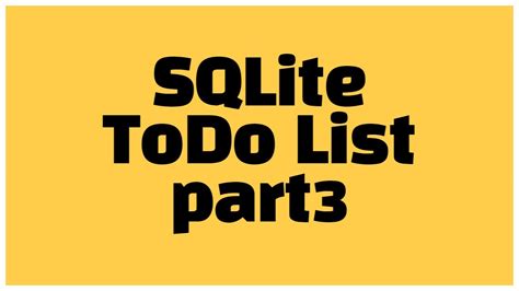 안드로이드 코틀린 Sqlite Todo List 만드는 방법 Part3 메인화면과 메인코드 Youtube