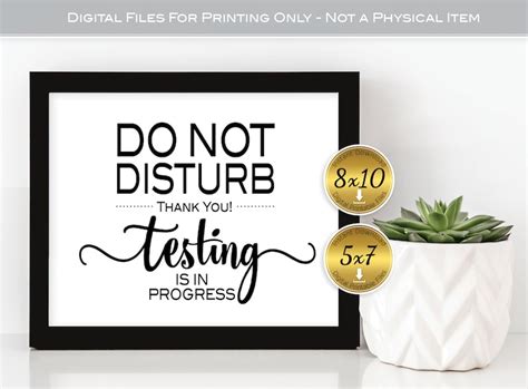 Do Not Disturb Testing In Progress Printable Sign 8x10 And 5x7