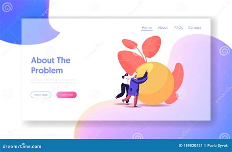 easy problem solving goal achievement landing page template business people characters push