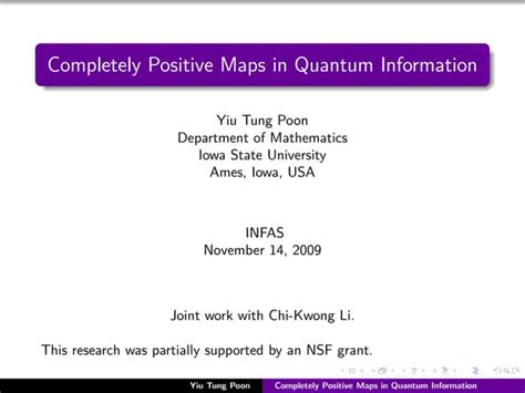 Completely Positive Maps In Quantum Information Pdf