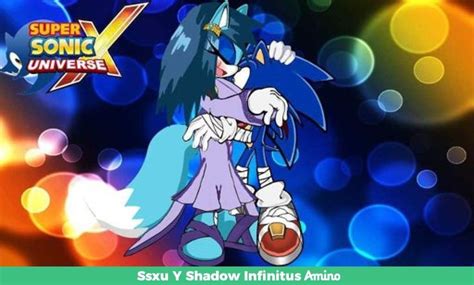An Animated Image Of Sonic And Shadow In Front Of Bright Lights With The Words Super Sonic Universe