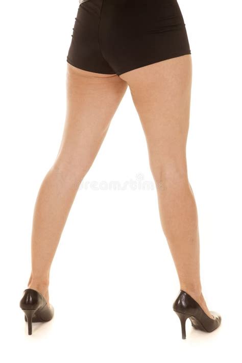 Woman Legs Tight Black Shorts Heels Stock Image Image Of Beautiful