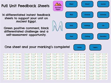 Instant Feedback Sheets Full Unit Ancient Egypt Teaching Resources