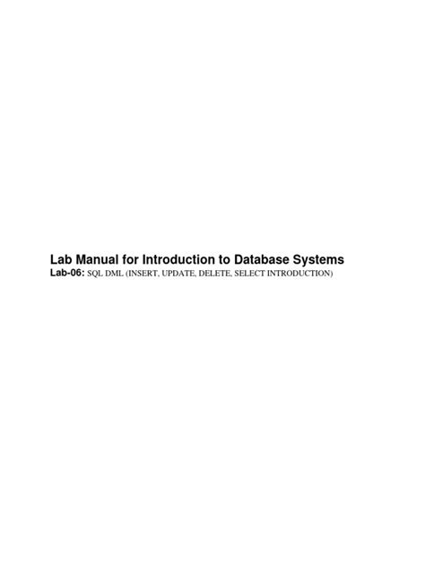 Lab 6 Sql Dml Insert Update Delete Select Introduction Pdf