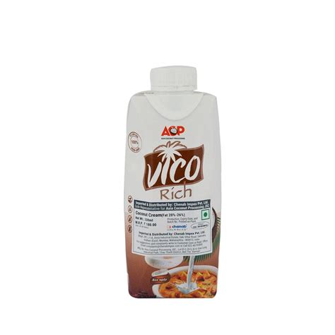 Vico Pure Rich Coconut Cream (20% - 26% Fat), 330ml - Chenab Gourmet