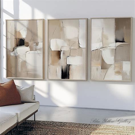 Neutral Abstract Gallery Wall Set Beige Black Minimalist Wall Art Set