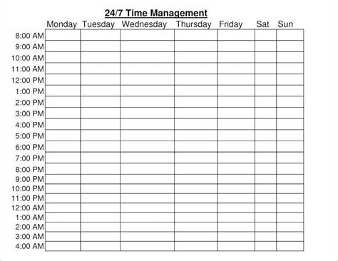 Weekly Hourly Planner Template Excel Simple Template Design