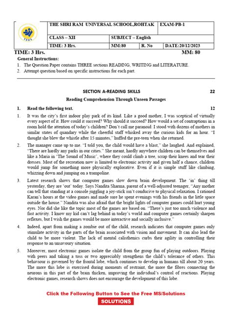 Eng Samplepaper 12 Th Hhw Pdf