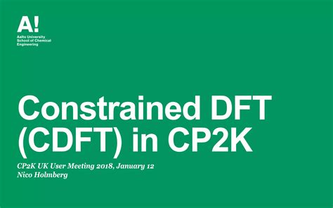 Cp2k How To Use The Constrained Dft Module Pdf Chemistry Science