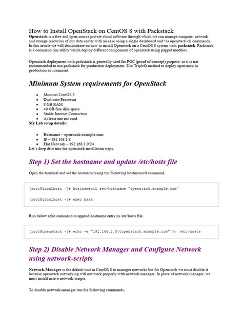 How To Install Openstack On Centos 8 With Packstack Pdf Open Stack