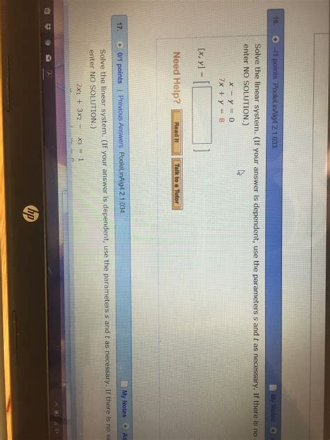 Solved Solve The Linear System It Your Answer Is