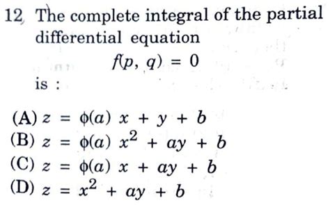 Complete Integral Of Partial Differential Equation