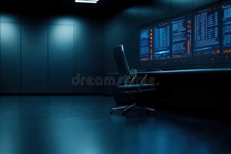 High-tech Control Room with Multiple Screens Showing Data and Analysis in Dark Atmosphere Stock ...