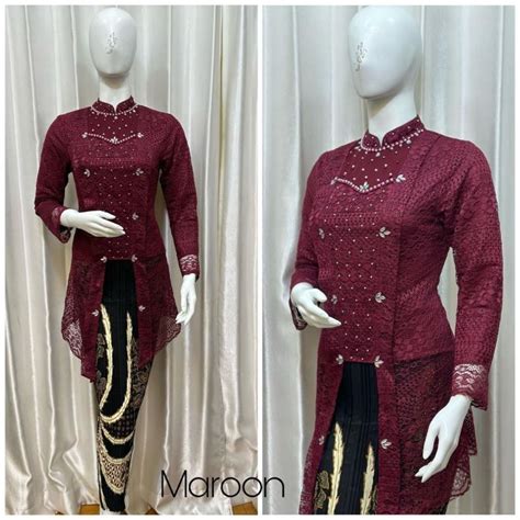 Jual Kebaya Modern Model Renita Payet Kutu Resleting Belakang Shopee Indonesia