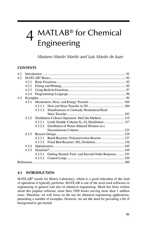 Chapter 4 Matlab For Chemical Engineering 91 4 Matlab ® For Chemical