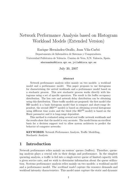 Pdf Network Performance Analysis Based On Histogram Workload Models