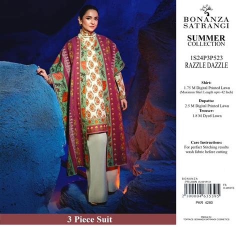Bonanza Satrangi Digital Print Pure Lawn 3 Piece Dress 0537 Fashion