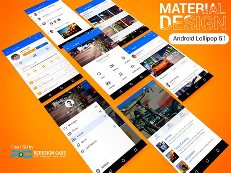 Mobile Ui Android Lollipop V5 1 1 Psd For Website Mobile App Ui By