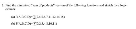 Solved Find The Minimized Sum Of Products Version Of Chegg
