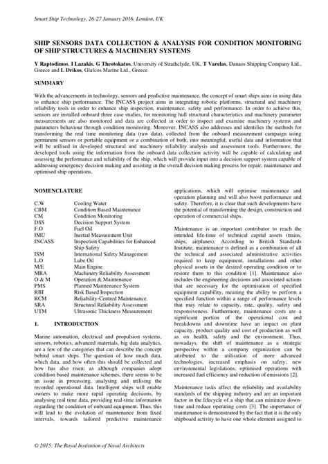 PDF Ship Sensors Data Collection Analysis For Condition Monitoring Of Ship Structures