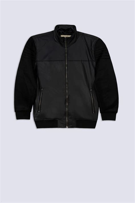 Hybrid Mesh Panel Mens Leatherette Jacket Essentia