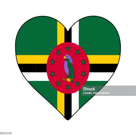 도미니카 하트 모양 플래그입니다 도미니카를 사랑해 도미니카를 방문하십시오 카리브 해 라틴 아메리카 벡터 일러스트레이션 그래픽 디자인 0명에 대한 스톡 벡터 아트 및 기타