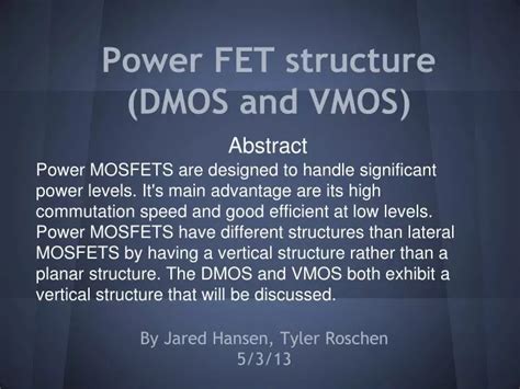PPT Power FET Structure DMOS And VMOS PowerPoint Presentation Free Download ID