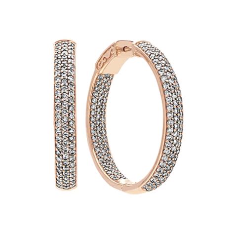 Round Diamond Hoop Earrings In 14k Rose Gold Shane Co
