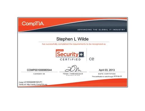 Comptia Security Ce Certificate Pdf Education