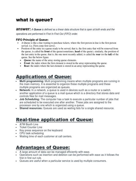 What Is Queue Pdf Queue Abstract Data Type Scheduling Computing