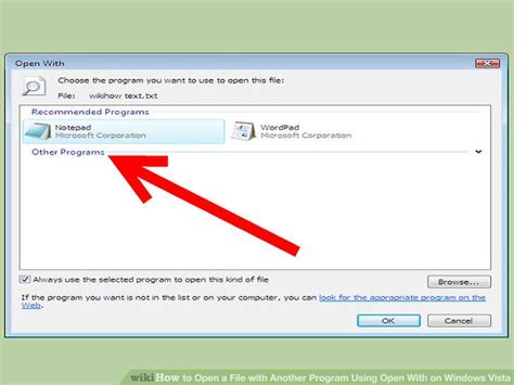 How To Open A File With Another Program On Windows Vista Using Open