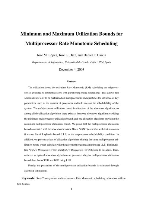 Pdf Minimum And Maximum Utilization Bounds For Multiprocessor Rate