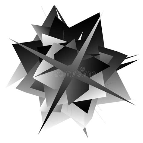Edgy Angular Geometric Element Monochrome Abstract Design Stock