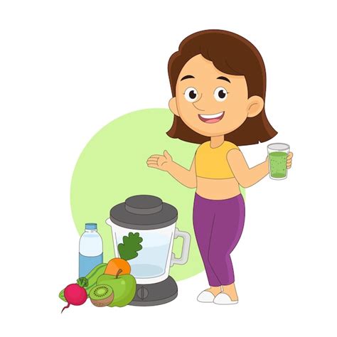 Premium Vector Woman Drinking Cold Drinks For Detox