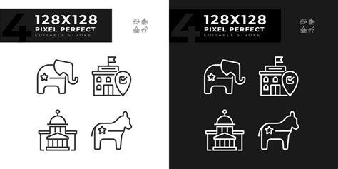 Pixel Perfect Set Of Icons For Dark And Light Mode Representing Voting And Political Parties