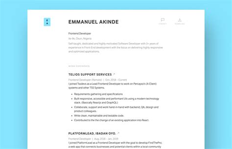Front End Developer Resume Examples Standard Resume